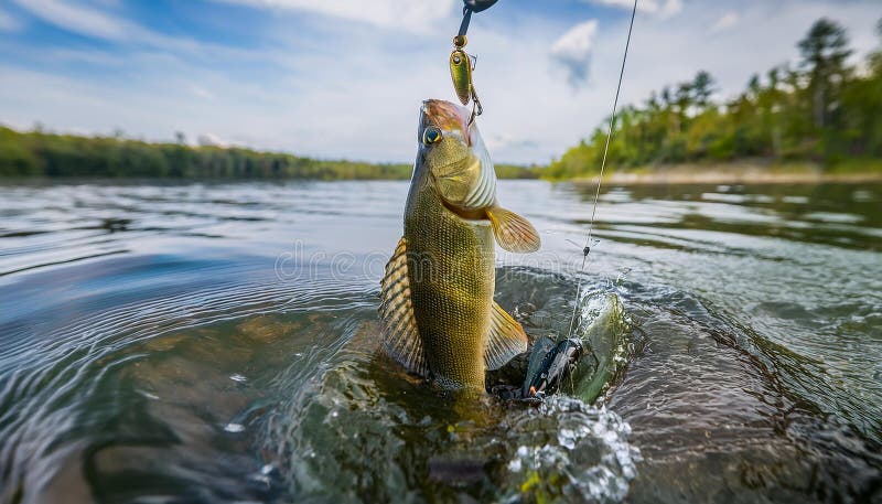 Walleye Fishing. Close Up Shot of a Walleye Being Caught Stock ...