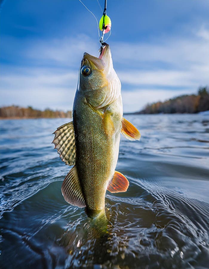 Walleye Fishing. Close Up Shot of a Walleye Being Caught Stock ...