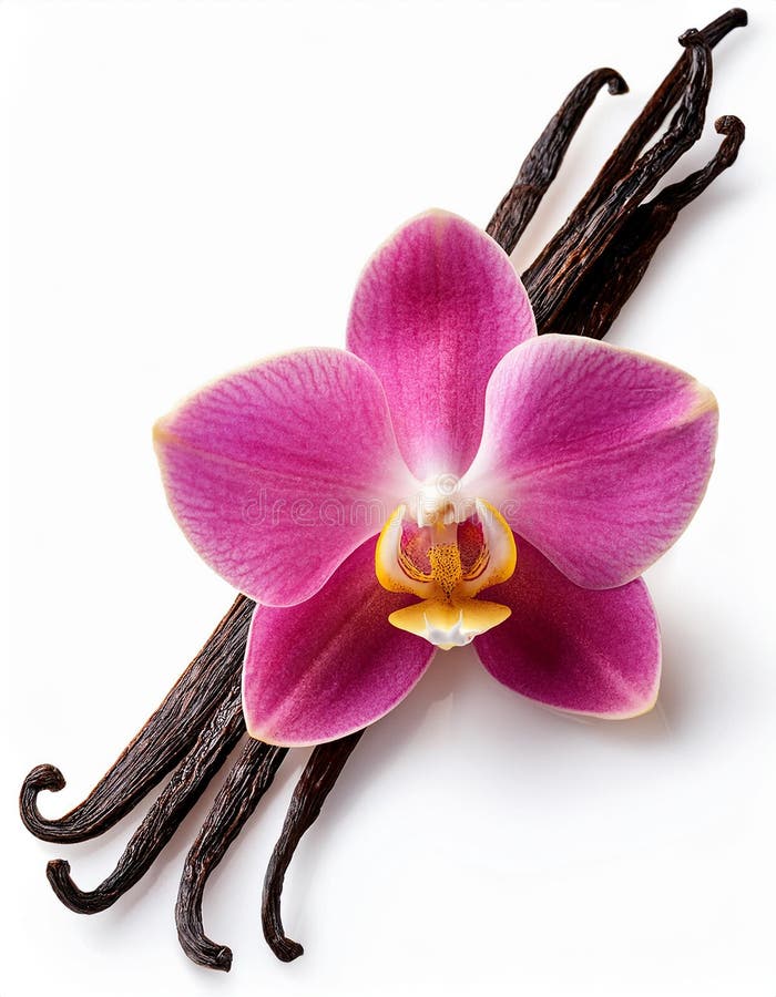 Vanilla Pods and Flower Isolated. Vanilla Pods and Orchid Flower ...