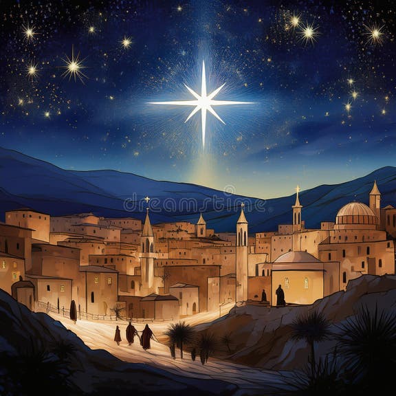 Bethlehem Star Over Bethlehem Stock Illustration - Illustration of ...