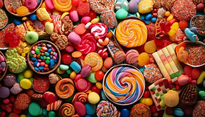 Mixed Colorful Sweets and Assorted Candy Background Creative AI Stock ...