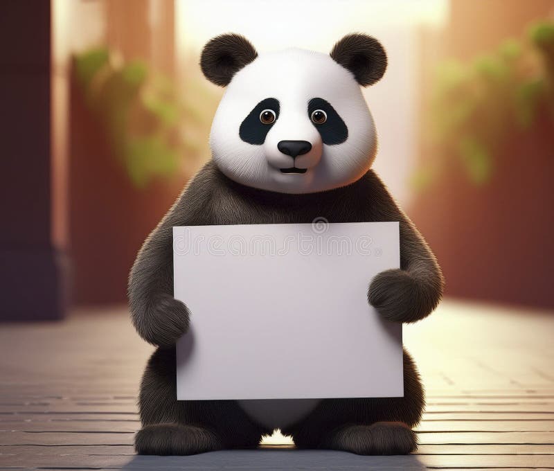 Panda with sign stock illustration. Illustration of cartoon - 346093795