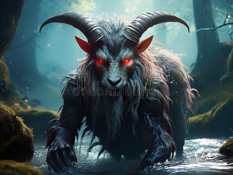 AI Generated Muscular Goat Elf Beast in Mystical Woodland Stock Photo ...