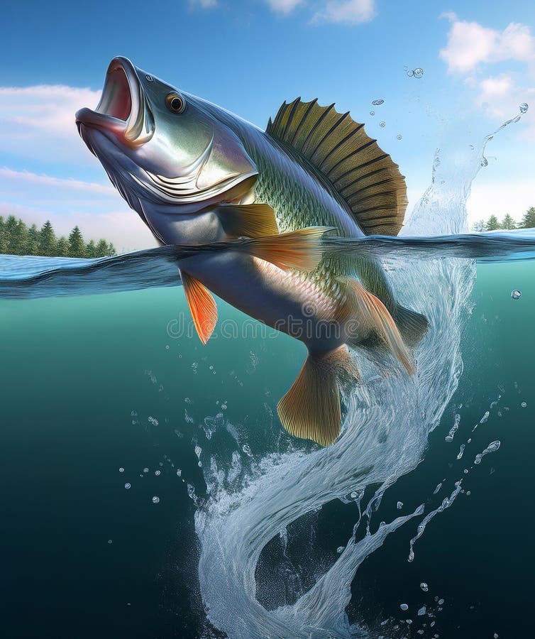 Fish Jumping Out of the Water Stock Illustration - Illustration of ...