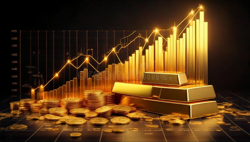Graph Depicting the Rise of the Gold Price. AI Generated Image Stock ...