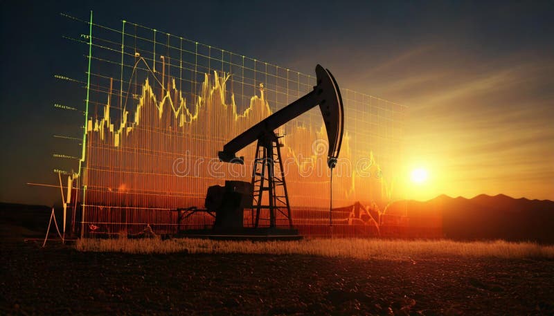 Oil Drilling Rig with Chart of the Oil Price. Stock Illustration ...