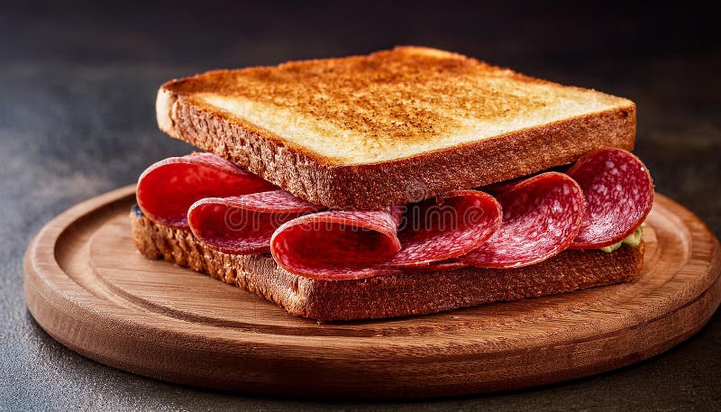 Toasted Salami Sandwich. Sliced Toasted Sandwich with Salami Stock ...