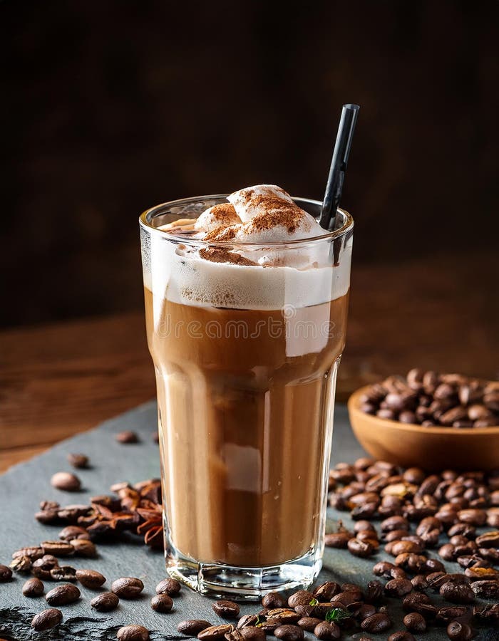 Refreshing Cold Frappe Coffee Cocktail. Stock Illustration ...