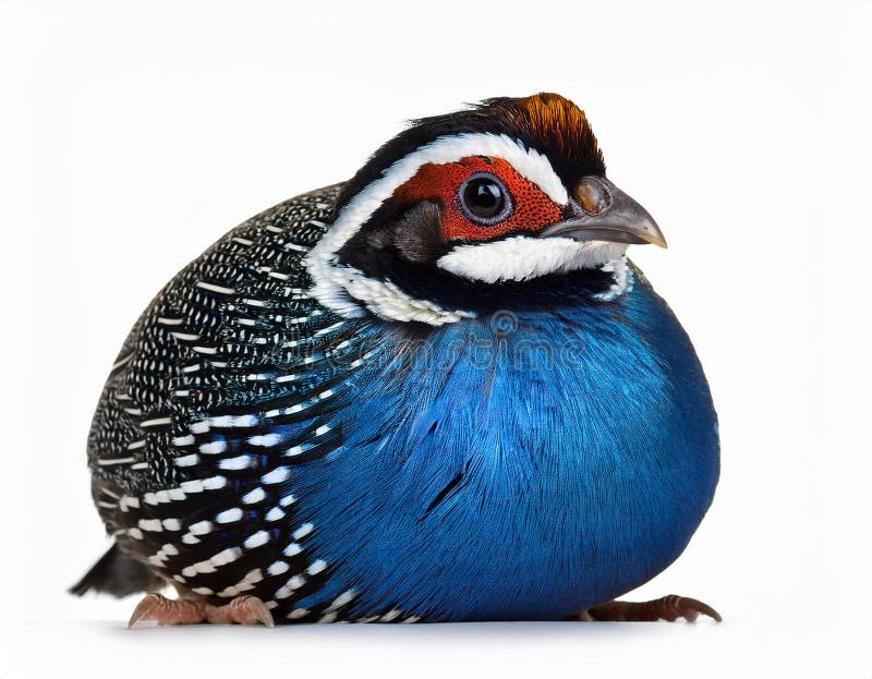 Asian Blue Quail, Isolated on a White Background Stock Illustration ...