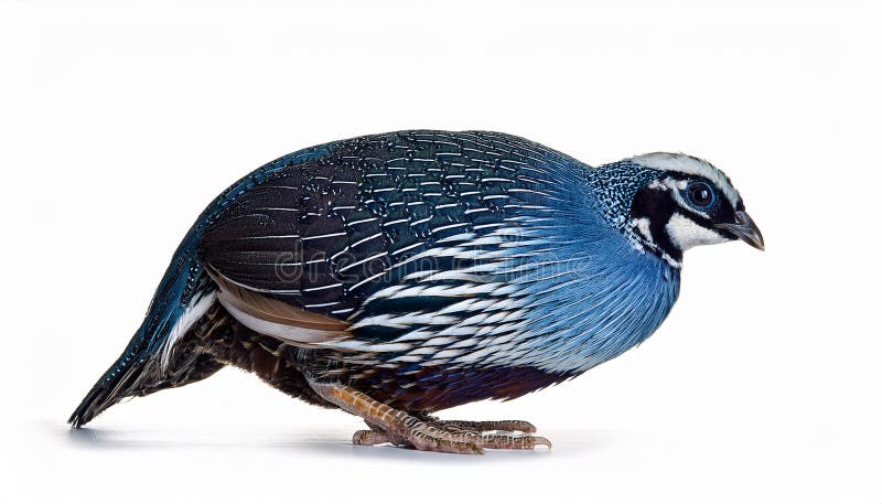 Asian Blue Quail, Isolated on a White Background Stock Illustration ...