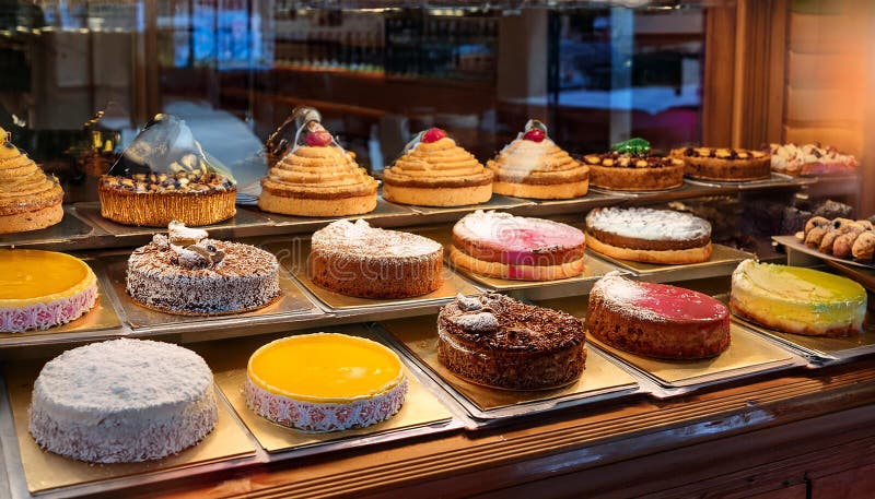 Cakes on Display in an Italian Bakery in Little Italy Stock ...