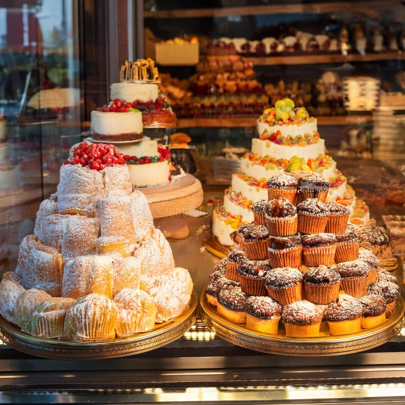 Cakes on Display in an Italian Bakery in Little Italy Stock ...