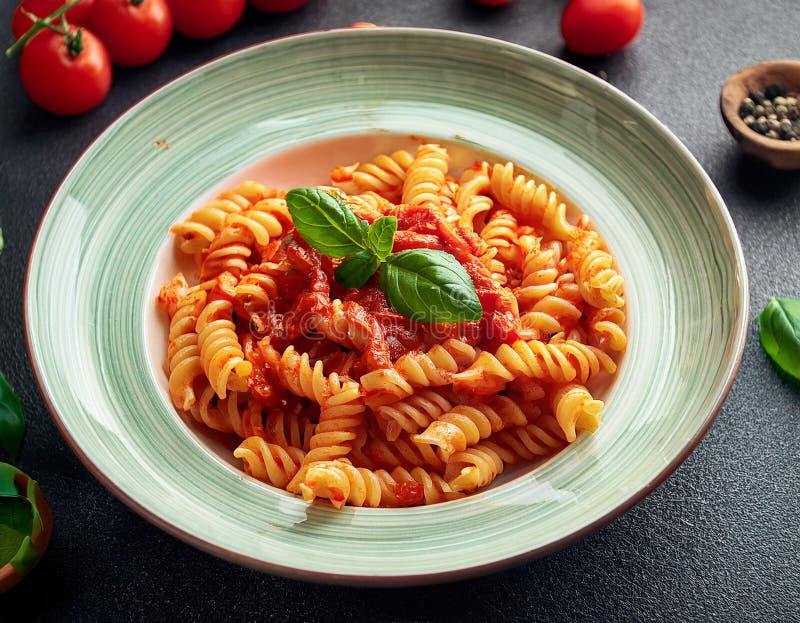 Pasta Tomato Sauce. Pasta with Tomato Sauce and Fresh Herbs Stock ...