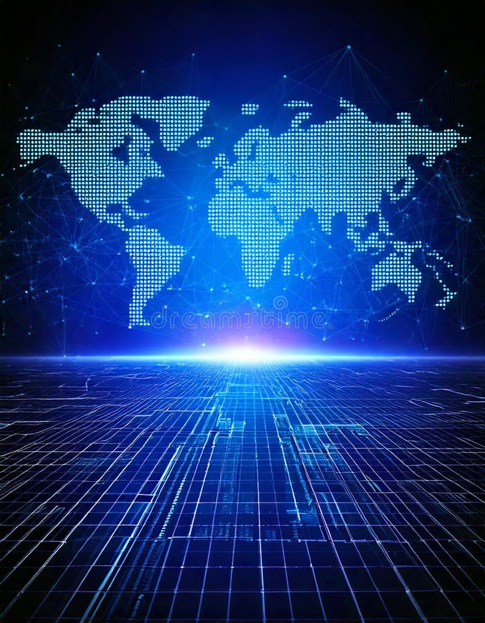 Futuristic Name Tags with Digital World Map Background Stock ...