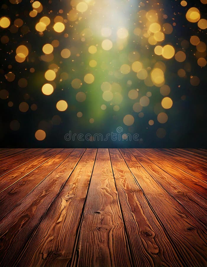 Custom Name Tags with Wooden Floor and Bokeh Effect Stock Illustration ...