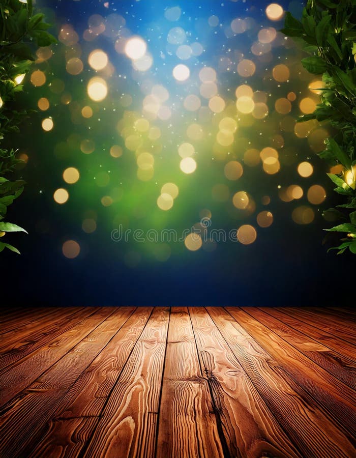 Custom Name Tags with Wooden Floor and Bokeh Effect Stock Illustration ...