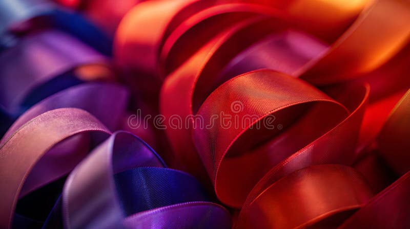 A Soft-focus Photograph of Colorful Ribbons with Intricate Folds and ...