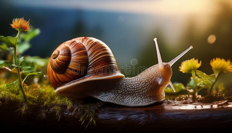 Lunged Snail, Isolated on a White Background Stock Illustration ...