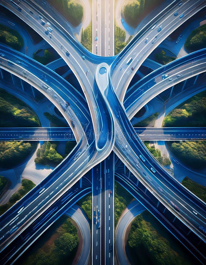 Highway Junction with a Lot of Traffic on it. Collage Stock ...