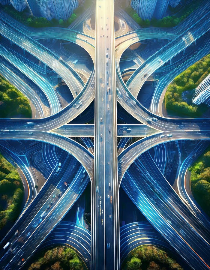 Highway Junction with a Lot of Traffic on it. Collage Stock ...