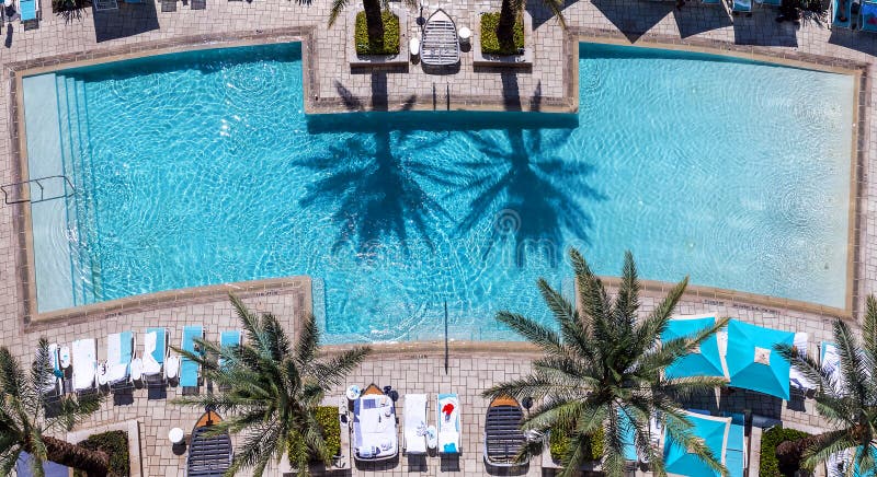 Resort pool, aerial view. stock image. Image of resort - 348335805