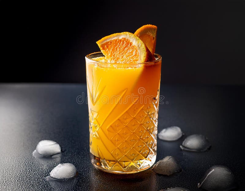 Frozen Orange Drink. Glass of Orange Drink in Hurricane Cocktail Glass ...