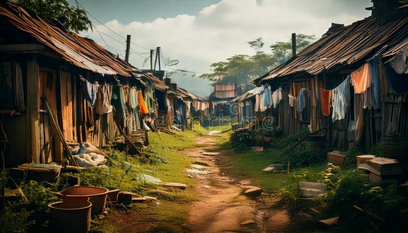 Poor Gypsy Village with Weathered Houses. Stock Photo - Image of decay ...