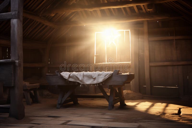 Sunlight Shining Inside the Manger AI Generated Stock Illustration ...