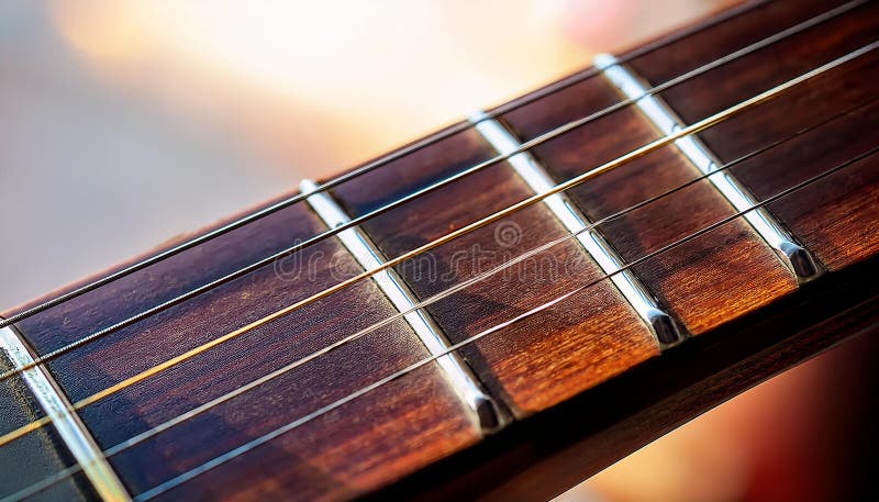 Guitar Fretboard Close-Up stock illustration. Illustration of grain ...