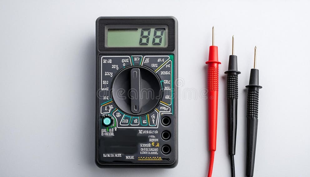 Digital Multimeter with Test Leads Stock Illustration - Illustration of ...