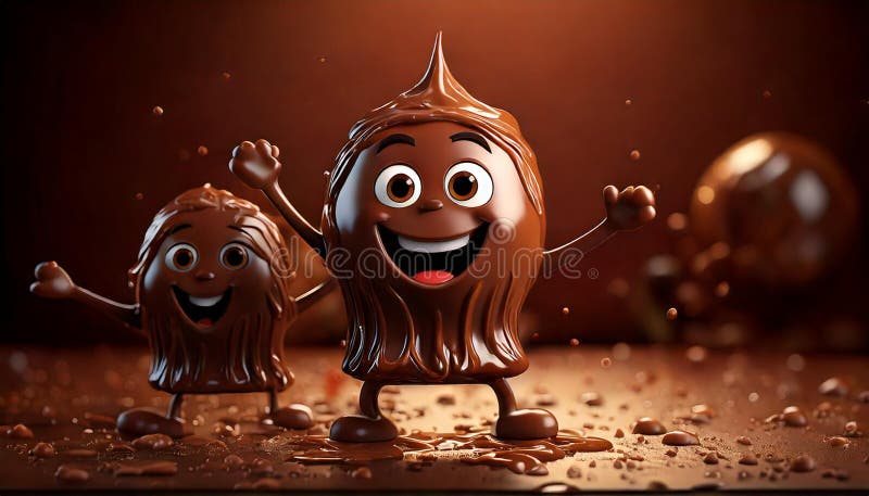 Generated Image. an Animated Happy Chocolate Dancing Party Stock ...