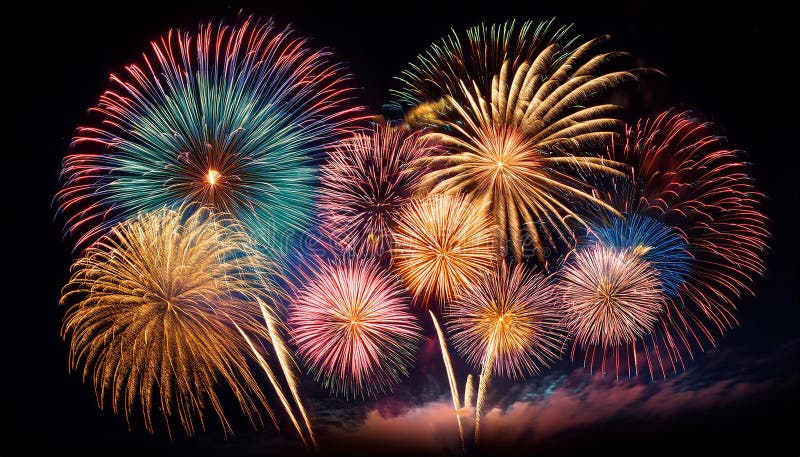 Fireworks Grand Finale. Beautiful Fireworks Going Off with Plenty of ...