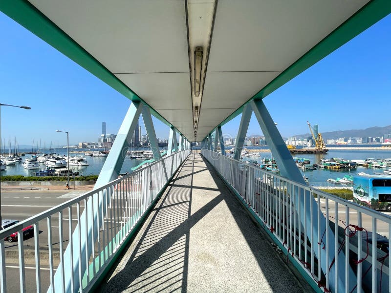 Perspective Angle View of Human Bridge with Sunlight and Shadow Near ...