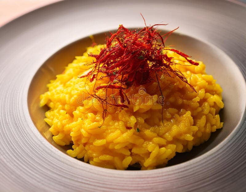 Italian Saffron Risotto - Risotto Alla Milanese - Decorated with Red ...