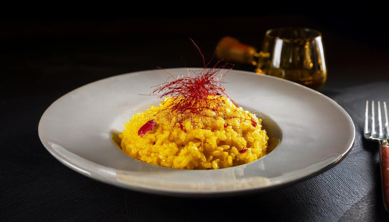Italian Saffron Risotto - Risotto Alla Milanese - Decorated with Red ...