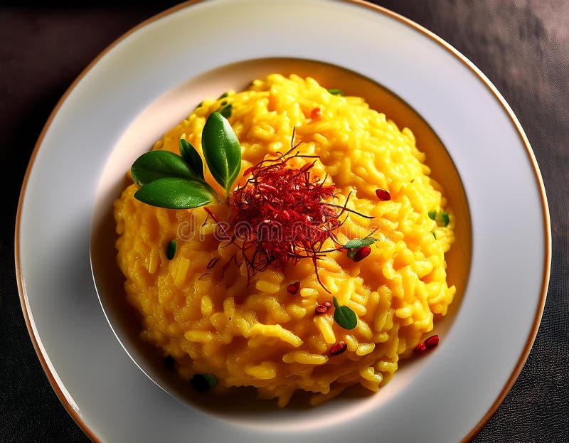Italian Saffron Risotto - Risotto Alla Milanese - Decorated with Red ...