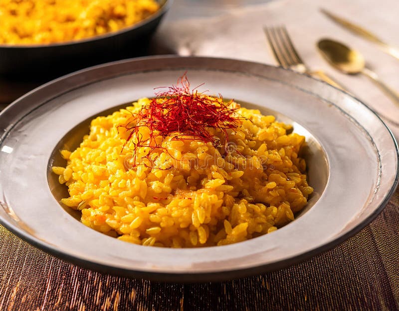 Italian Saffron Risotto - Risotto Alla Milanese - Decorated with Red ...
