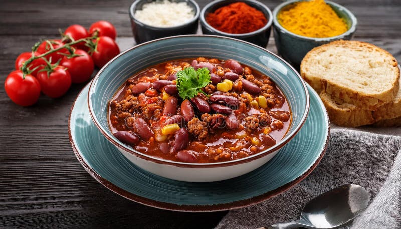 Hot Chili Con Carne with Kidney Beans with Minced Meat Stock ...