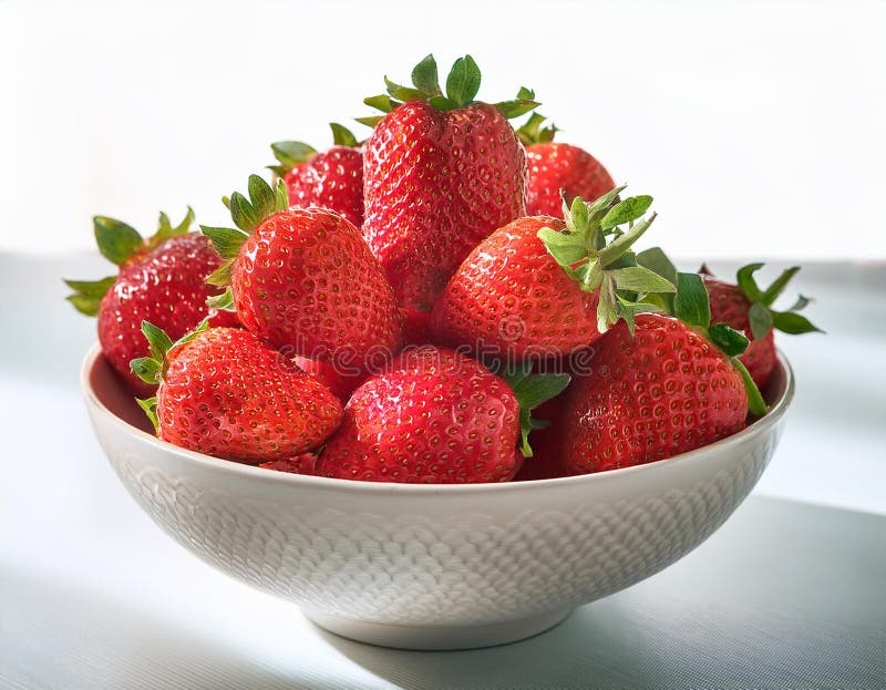 A High Key Photo of an Overflowing Bowl of Fresh, Whole Strawberries ...