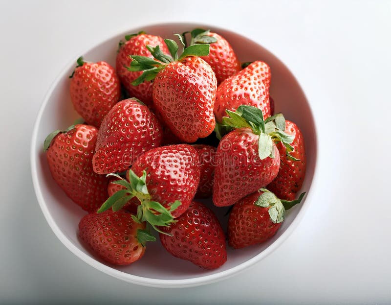 A High Key Photo of an Overflowing Bowl of Fresh, Whole Strawberries ...