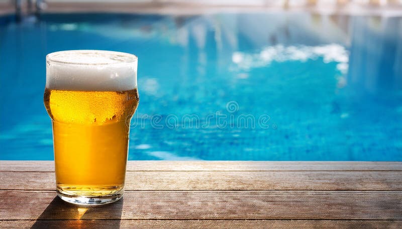 Beer-shot. a Beer at the Pool Stock Illustration - Illustration of ...
