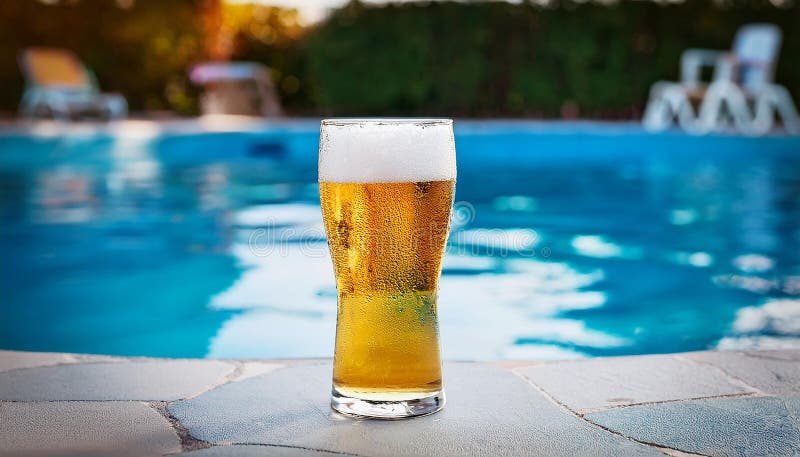 Beer-shot. a Beer at the Pool Stock Illustration - Illustration of ...
