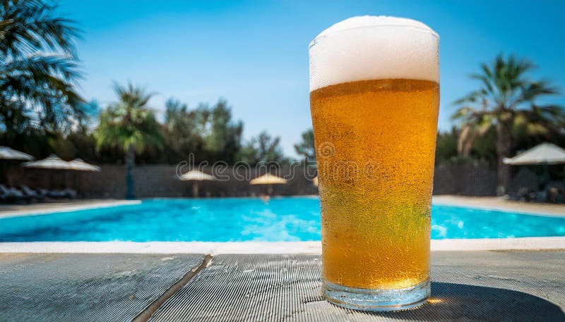 Beer-shot. a Beer at the Pool Stock Illustration - Illustration of ...