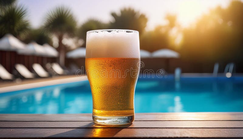 Beer-shot. a Beer at the Pool Stock Illustration - Illustration of ...