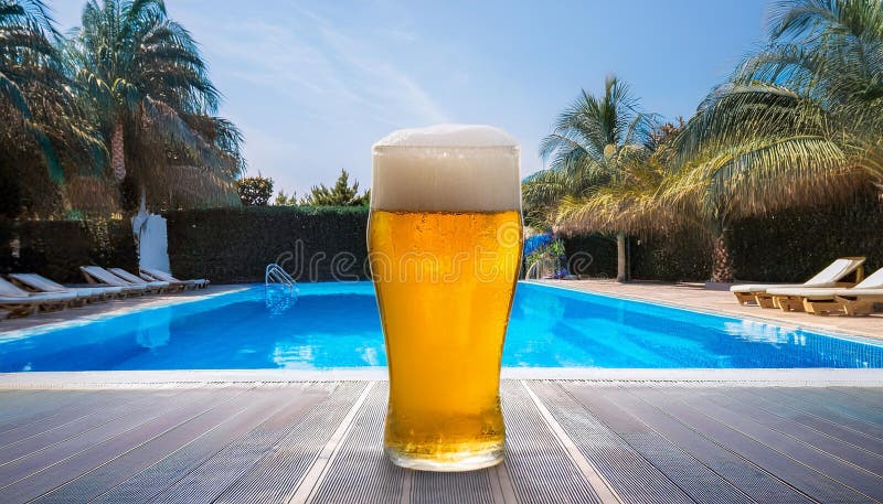 Beer-shot. a Beer at the Pool Stock Illustration - Illustration of ...