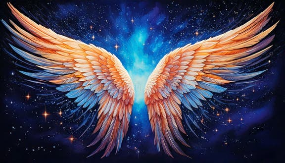 Paint an Angel S Wings Fading into a Starry Night Sky Stock ...
