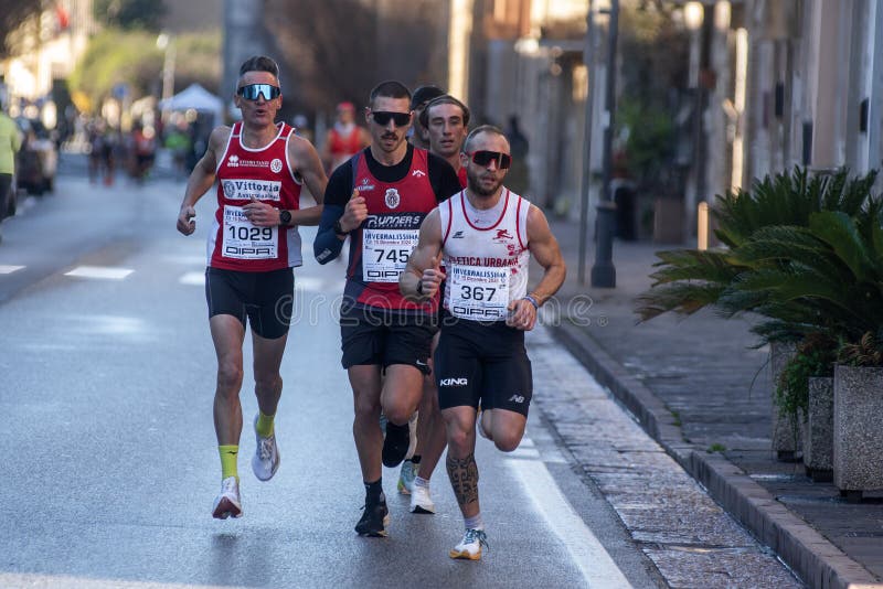 Athletes Run during a Competitive Marathon in Assisi Editorial ...