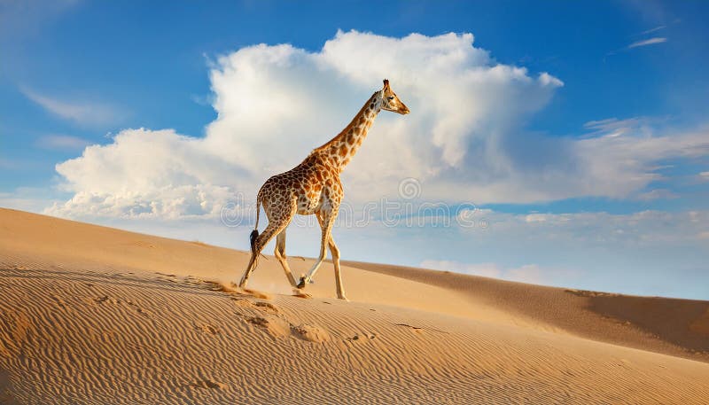 Giraffe on Sand Dune. Giraffe (Giraffa Camelopardalis) Walking on a ...