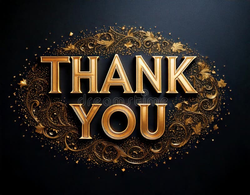 Elegant Thank You Text with Gold Lettering on a Dark Background Stock ...