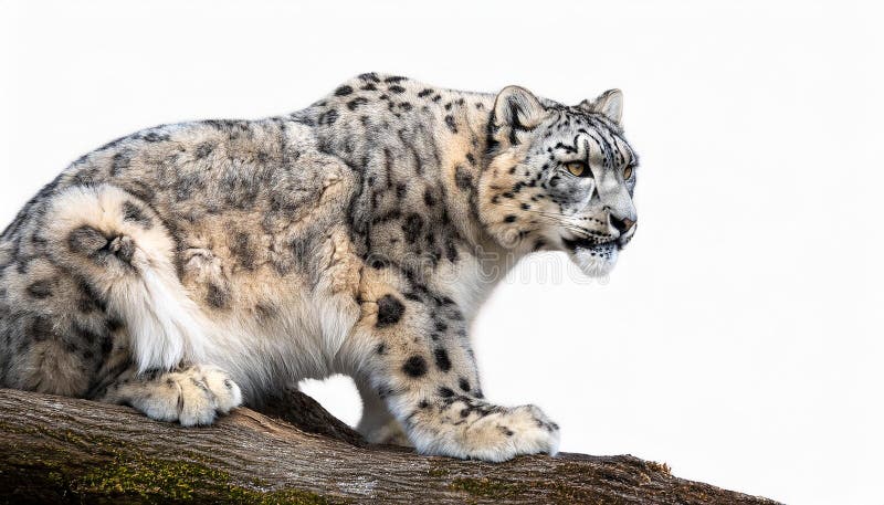 Snow Leopard Isolated White Background Ultra Realistic Stock Photos ...